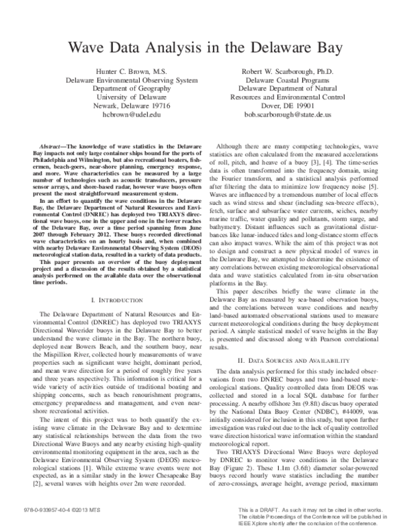 Wave Data Analysis in the Delaware Bay