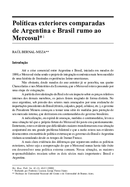 (PDF) Brasil x Argentina Pol comp