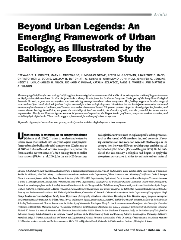 (PDF) Beyond Urban Legends: An Emerging Framework of Urban Ecology, as ...