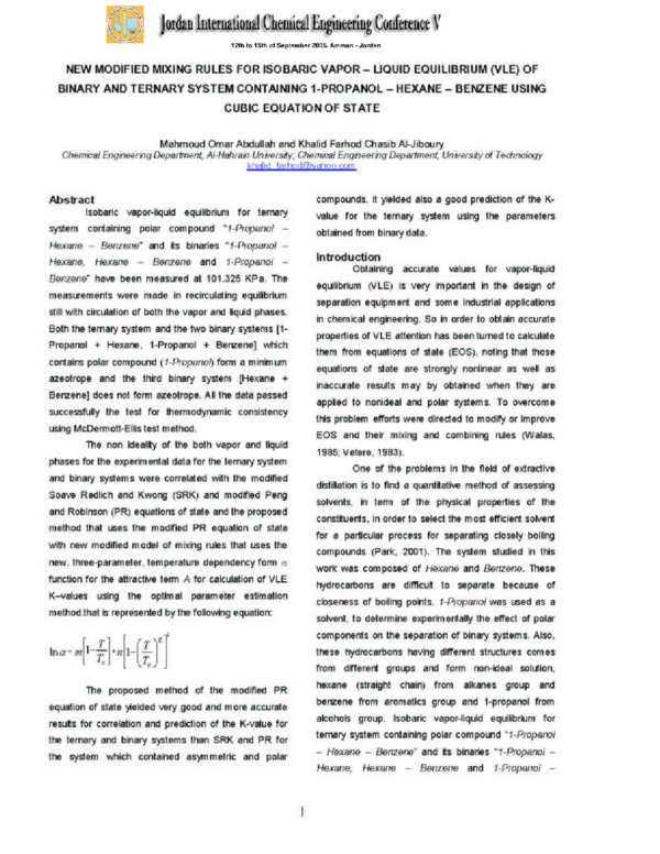 Pdf New Modified Mixing Rules For Isobaric Vapor Liquid Equilibrium Vle Of Binary And