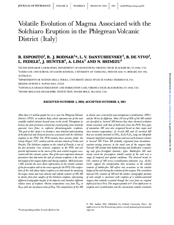(PDF) Volatile Evolution of Magma Associated with the Solchiaro ...