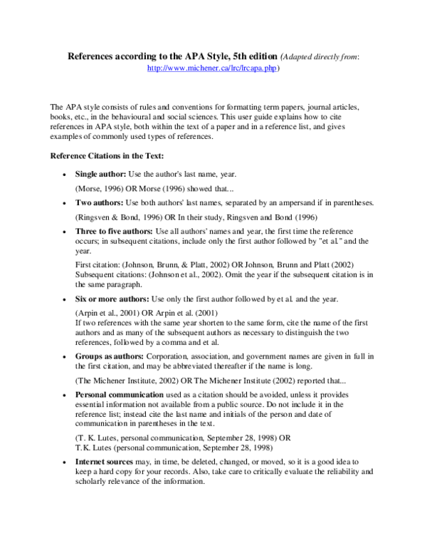 (PDF) APA style of referencing