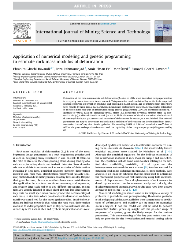 Pdf Application Of Numerical Modeling And Genetic Programming To