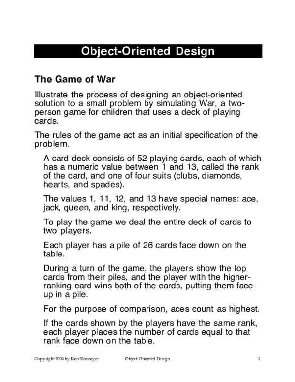 (PDF) Copyright 2004 by Ken Slonneger Object-Oriented Design 1 Object ...