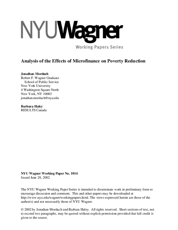 (PDF) NYU Wagner Working Paper No Analysis of the Effects of ...