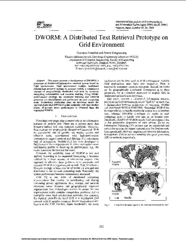 Pdf Dworm A Distributed Text Retrieval Prototype On Grid Environment 7528