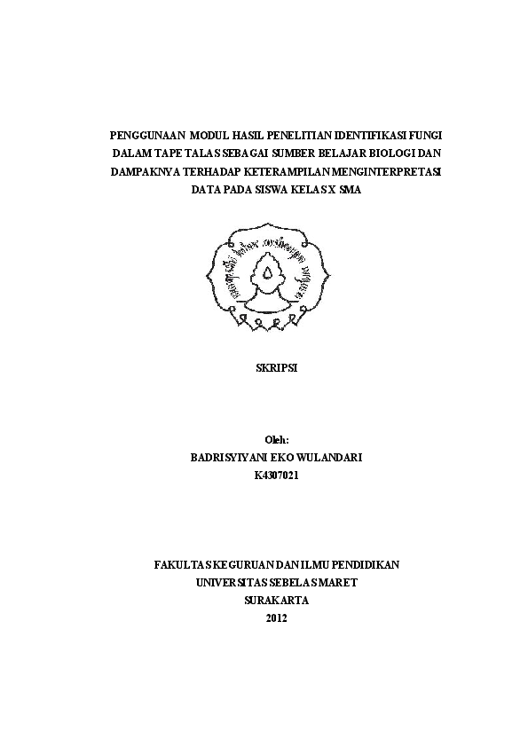 (PDF) PENGGUNAAN MODUL HASIL PENELITIAN IDENTIFIKASI FUNGI DALAM TAPE ...