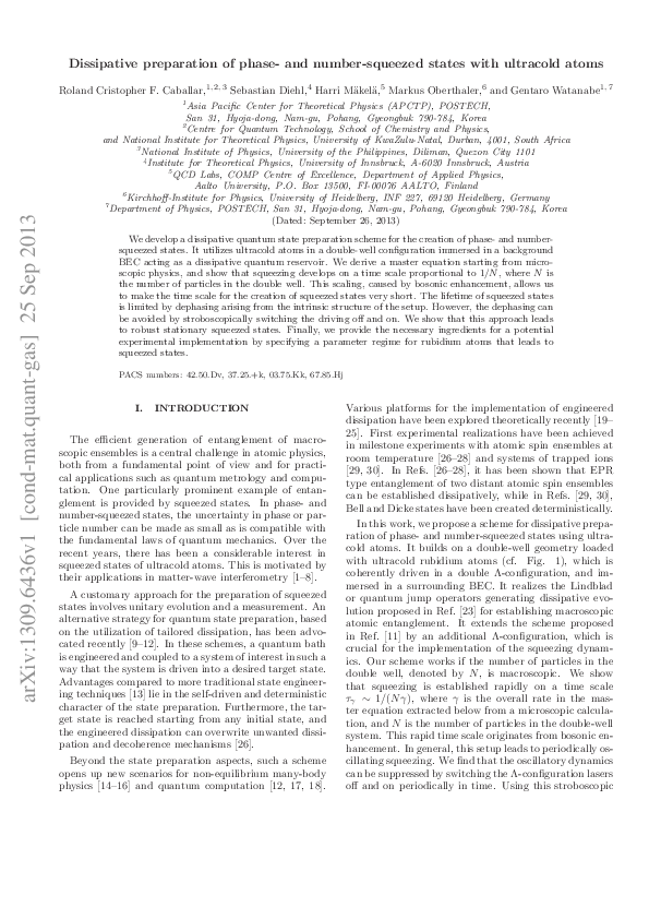 (PDF) Dissipative preparation of phase- and number-squeezed states with ...