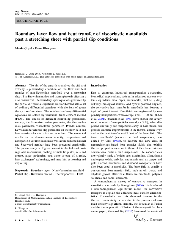 (PDF) Boundary layer flow and heat transfer of viscoelastic nanofluids past a stretching sheet ...