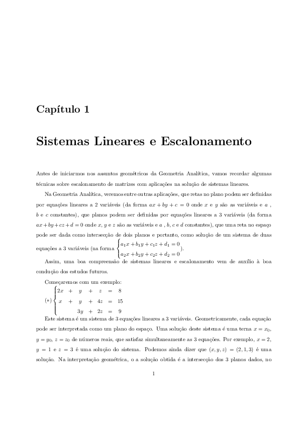 (PDF) Sistemas Lineares e Escalonamento
