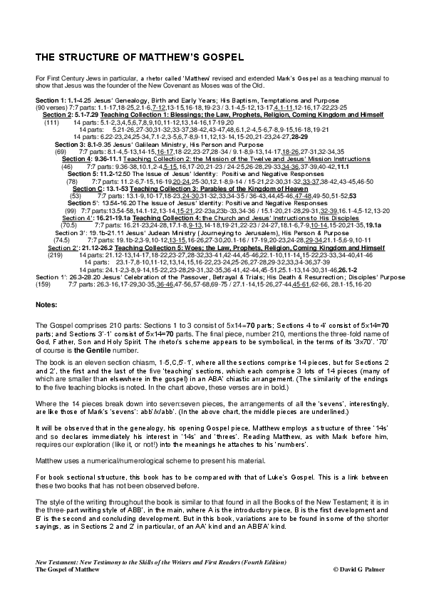 (PDF) The Structure of Matthew's Gospel