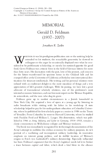 (PDF) Gerald D. Feldman (1937–2007)