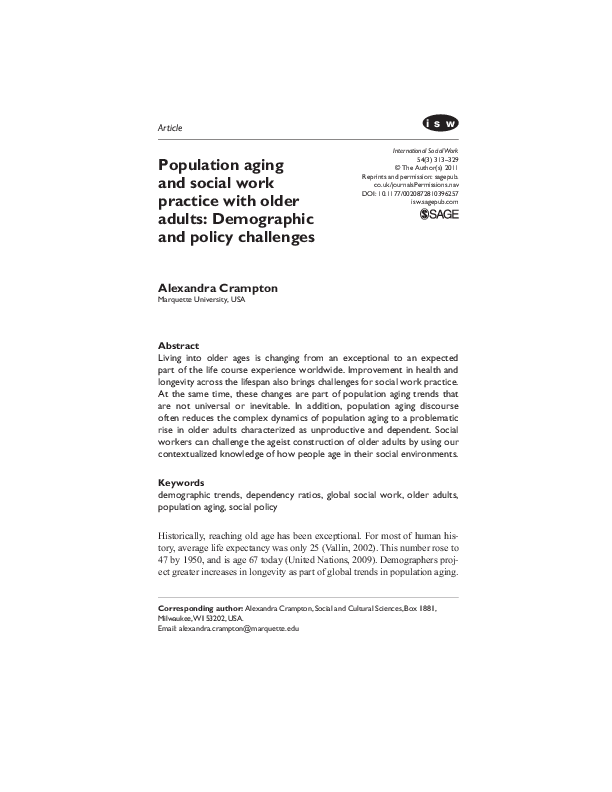 (PDF) Population aging and social work practice with older adults ...