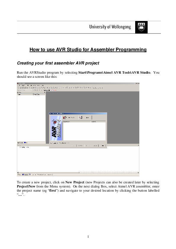 (PDF) How to use AVR Studio for Assembler Programming