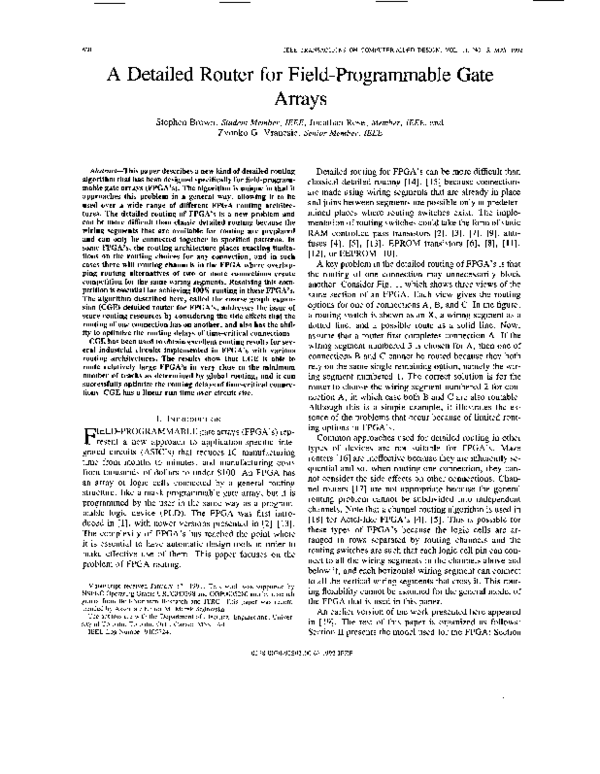 (PDF) A Detailed Router for Field-Programmable Gate Arrays