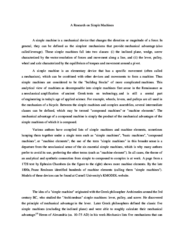 (DOC) A Research on Simple Machines