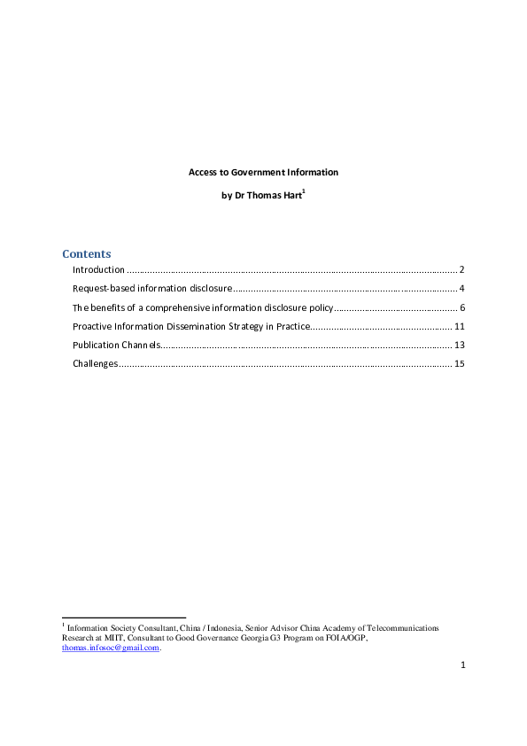 (PDF) Access to Government Information - Introduction