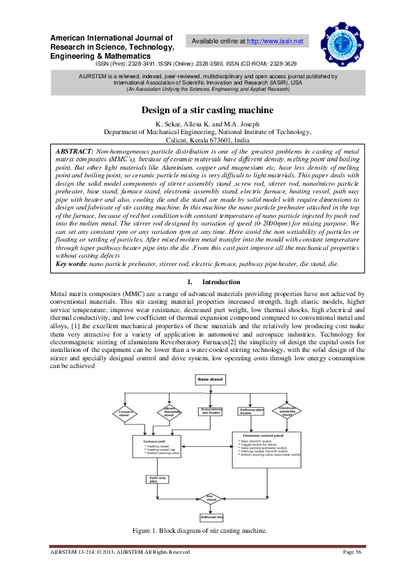 (PDF) Design of a stir casting machine