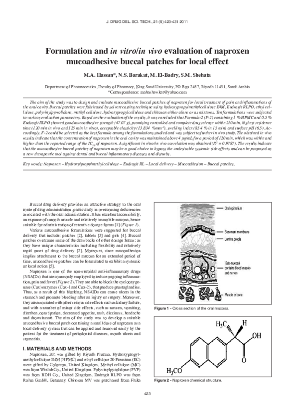(PDF) Formulation and in vitro/in vivo evaluation of naproxen ...