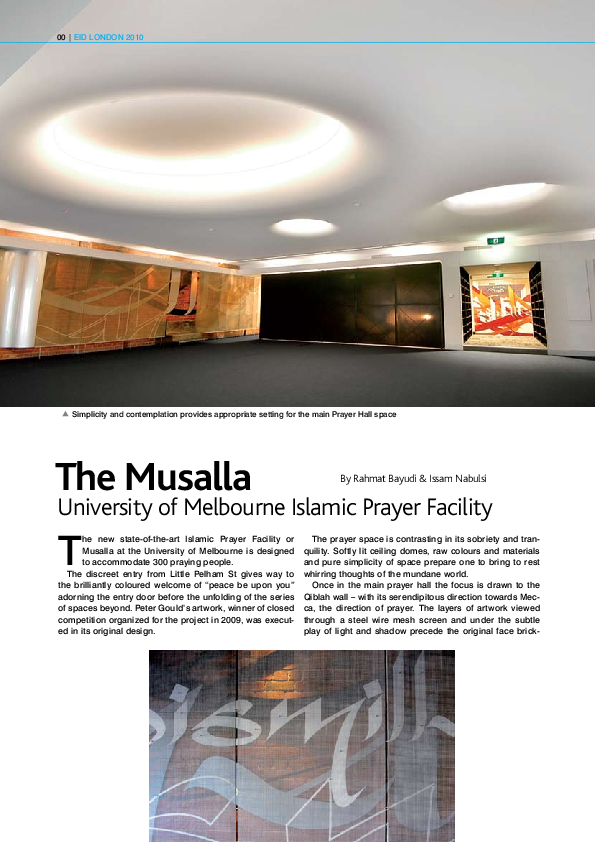 (PDF) The Musalla; University of Melbourne Islamic Prayer Facility