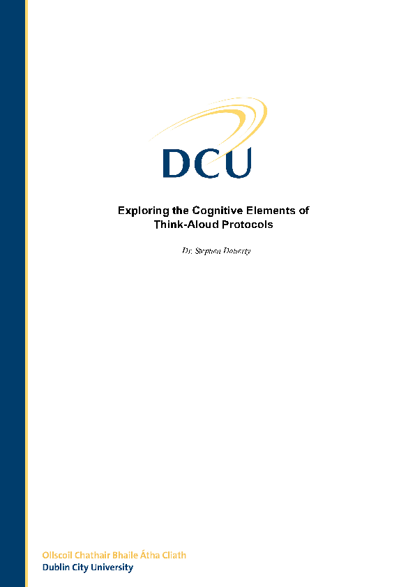 (PDF) Exploring the Cognitive Elements of Think-Aloud Protocols