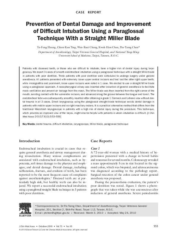 (PDF) Prevention of Dental Damage and Improvement of Difficult ...