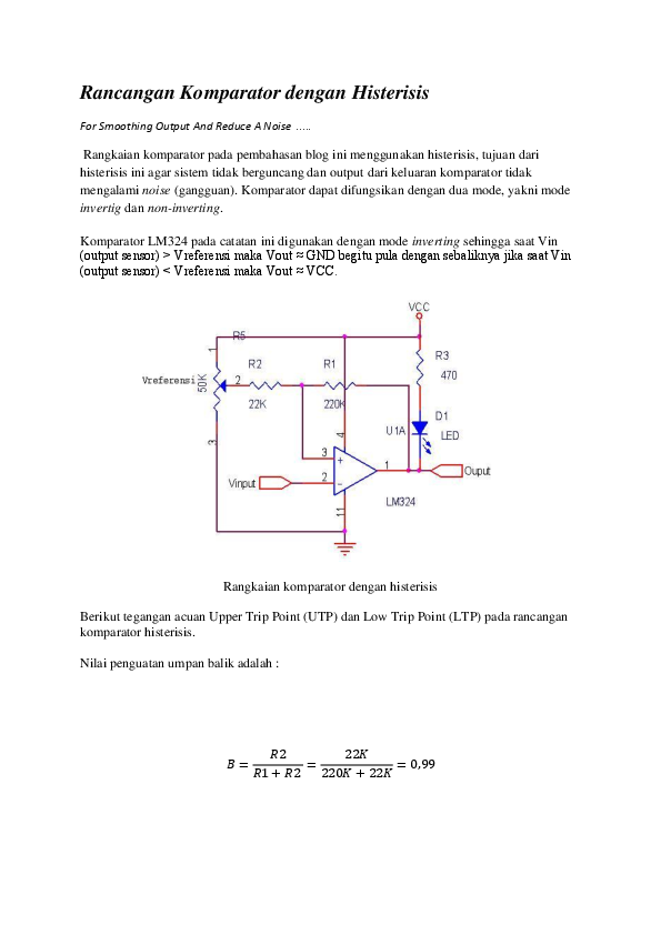 Rancangan Komparator dengan