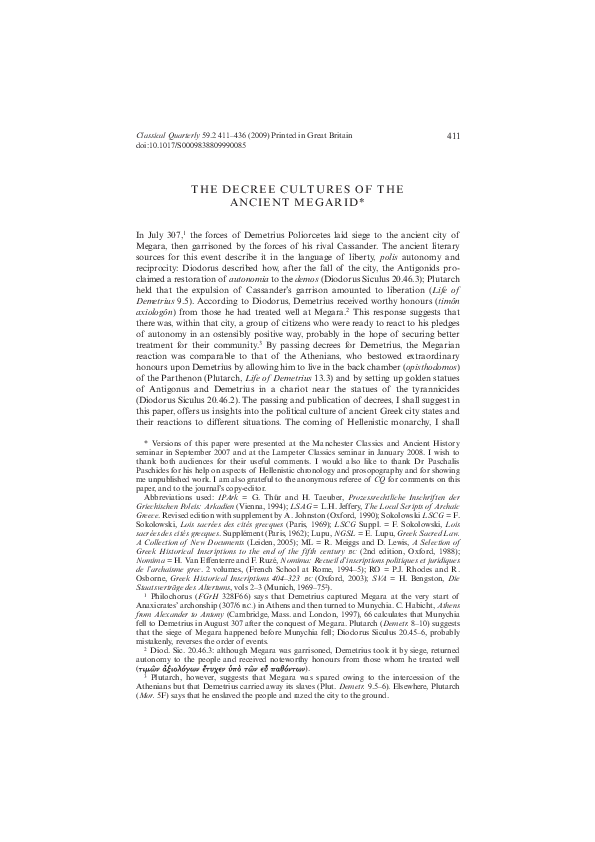 (PDF) THE DECREE CULTURES OF THE ANCIENT MEGARID