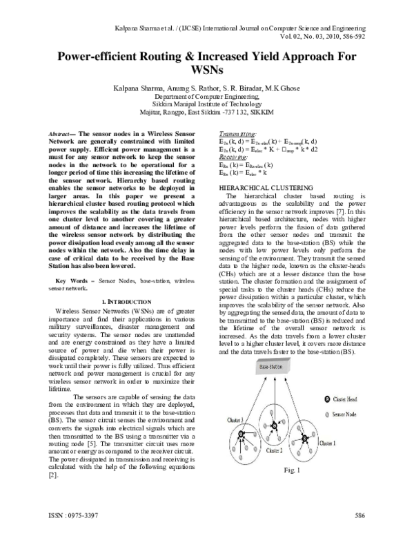 (PDF) Power-efficient Routing & Increased Yield Approach For WSNs (PDF) Power-efficient Routing & Increased Yield Approach For WSNs