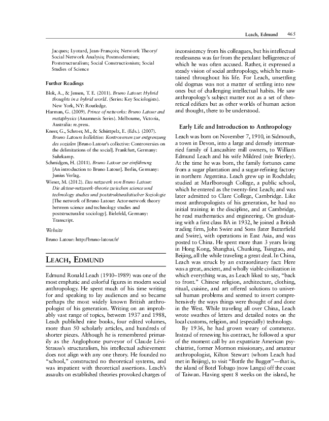 (PDF) Leach, Edmund (1910-1989) (Theory in social and cultural ...