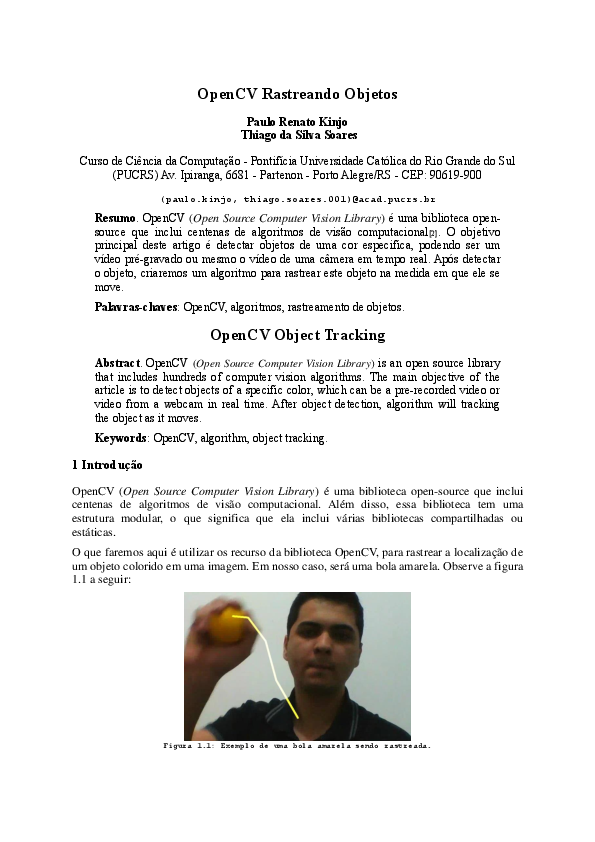 (PDF) OpenCV Rastreando Objetos