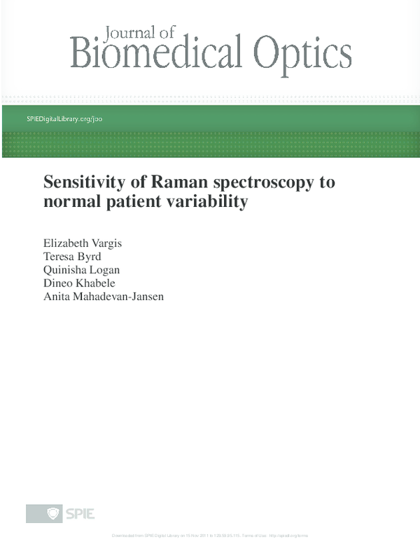 (PDF) Sensitivity of Raman spectroscopy to normal patient variability