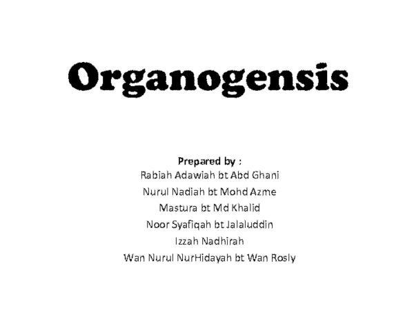 (PPT) Organogenesis