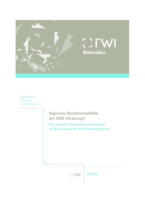 (PDF) Regionale Wachstumseffekte der GRW-Förderung? - Eine räumlich ...