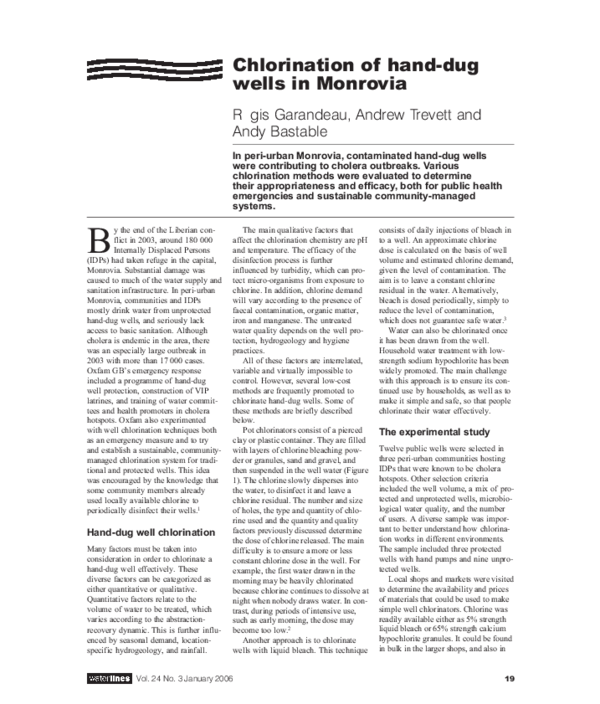 (PDF) Chlorination of hand-dug wells in Monrovia