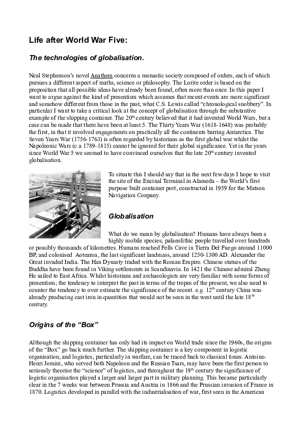 (PDF) Life after World War Five