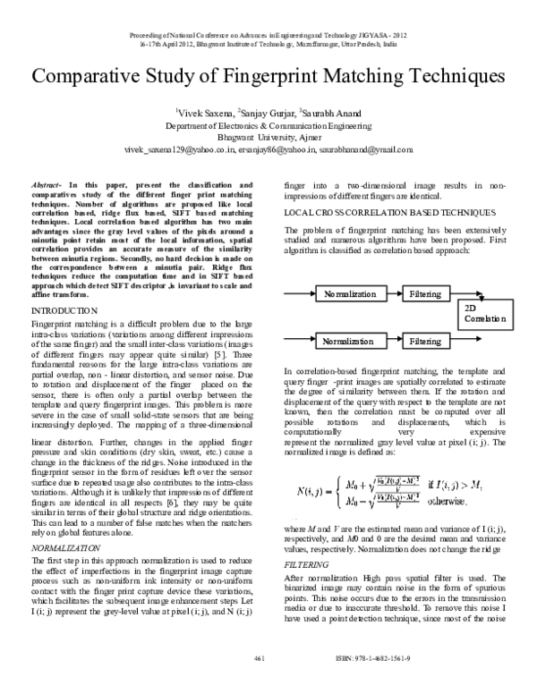 Fingerprint Matching Techniques