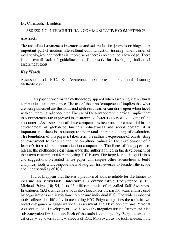 (PDF) Assessing Intercultural Communicative Competence