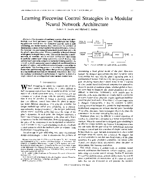 (PDF) Learning piecewise control strategies in a modular neural network architecture