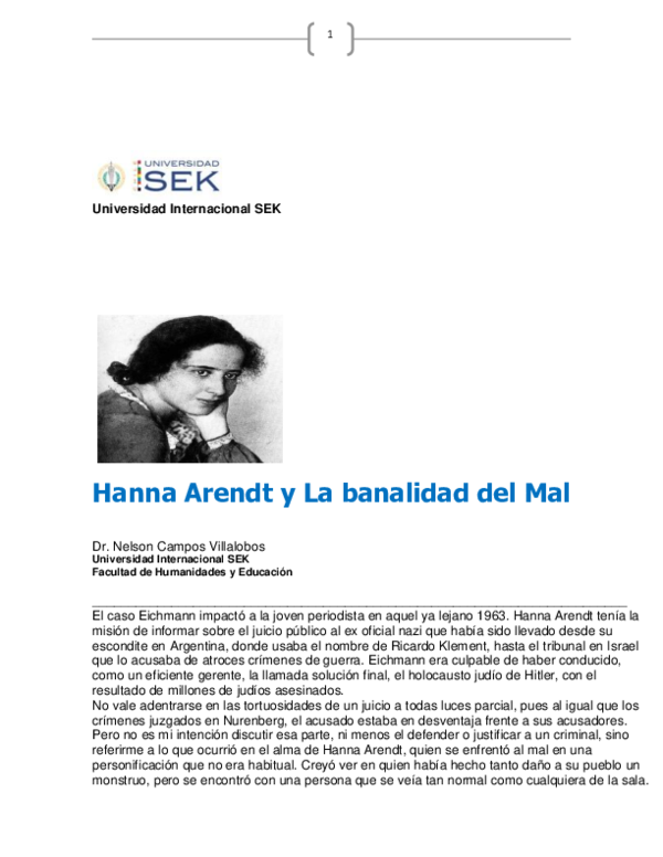 (DOC) Hanna Arendt y la banalidad del mal