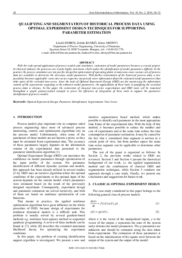 (PDF) Qualifying and segmentation of historical process data using ...