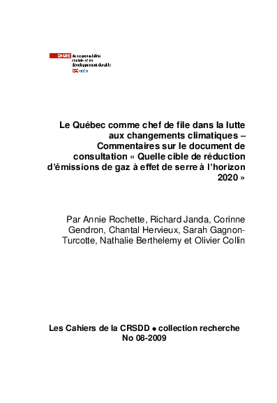 (PDF) Annie Rochette et al, Le Québec comme chef de file dans la lutte ...