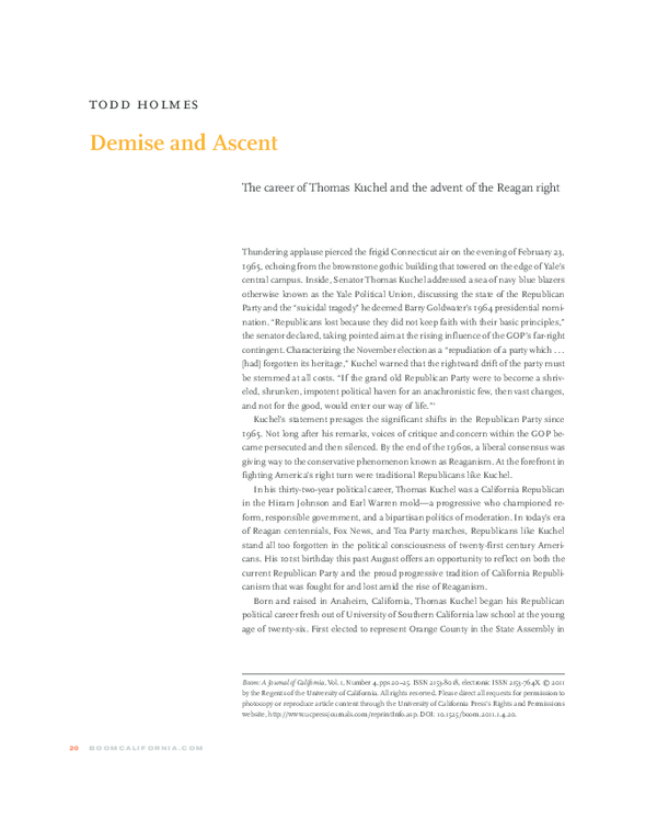 (PDF) Demise and Ascent: The Career of Thomas Kuchel and the Advent of ...