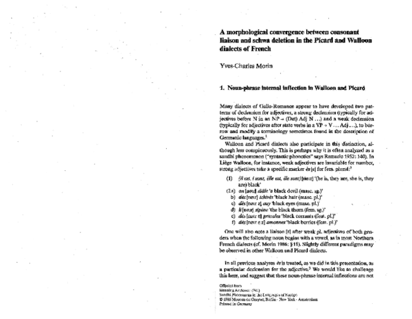 (PDF) A morphological convergence between consonant liaison and schwa ...