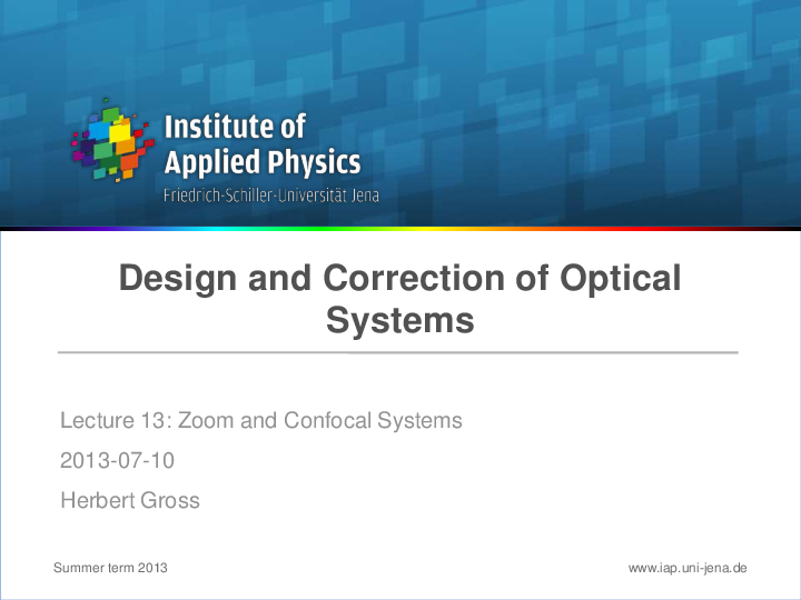 (PDF) Lecture 13 Zoom and Afocal Systems