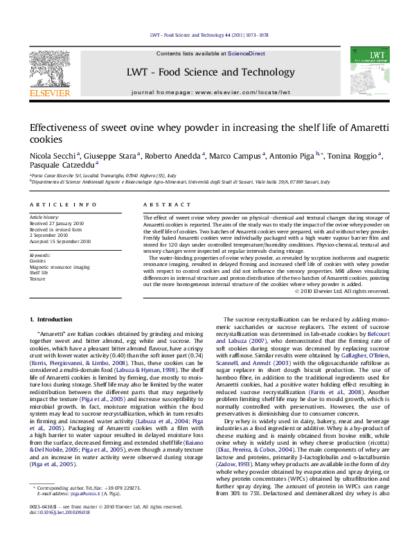 (PDF) Effectiveness of sweet ovine whey powder in increasing the shelf ...