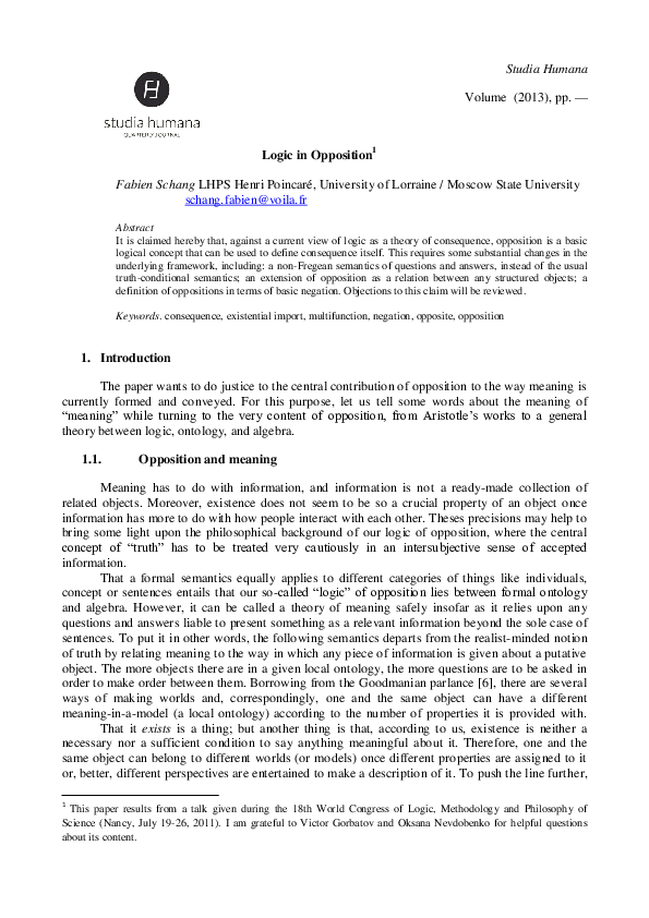 (PDF) Logic in Opposition