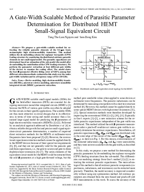(PDF) A Gate-Width Scalable Method of Parasitic Parameter Determination for Distributed HEMT ...