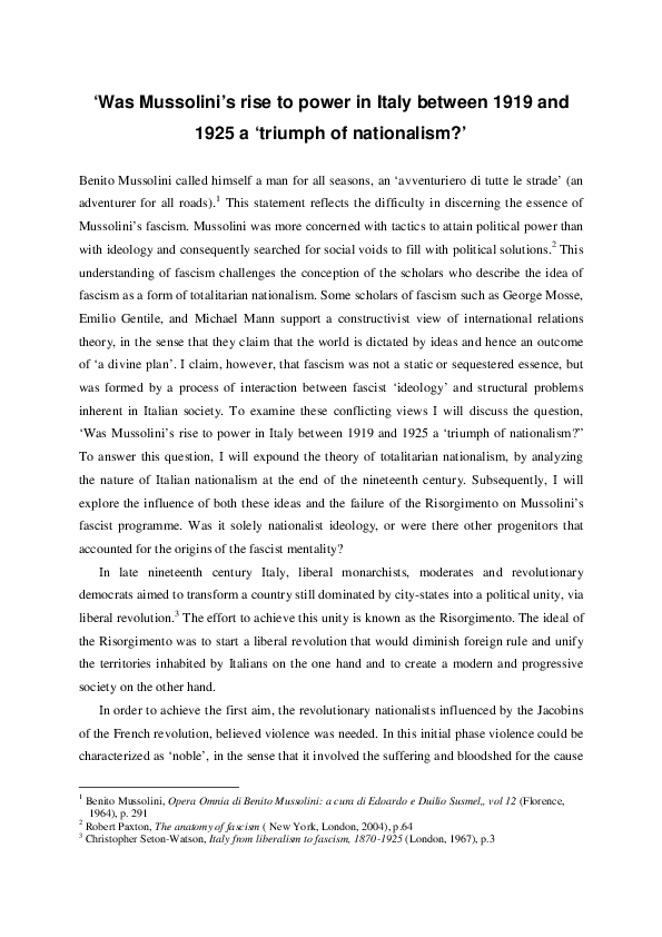 (PDF) Mussolini"s rise to power