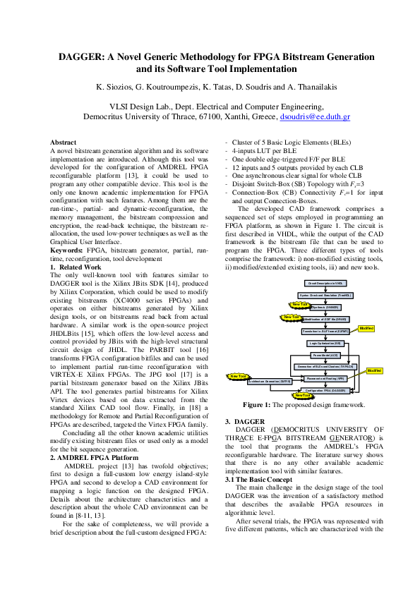 Pdf Dagger A Novel Generic Methodology For Fpga Bitstream Generation And Its Software Tool